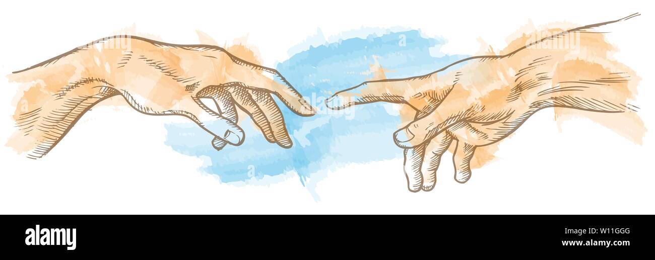 creation of adam hand drawn Watercolor painting Stock Vector Image ...