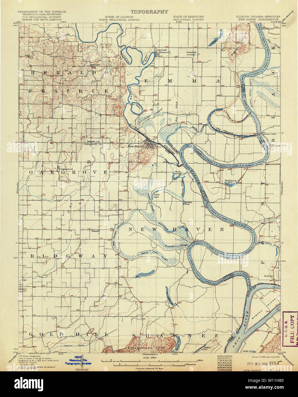 USGS TOPO Map Illinois IL New Haven 309811 1906 62500 Restoration Stock Photo - Alamy