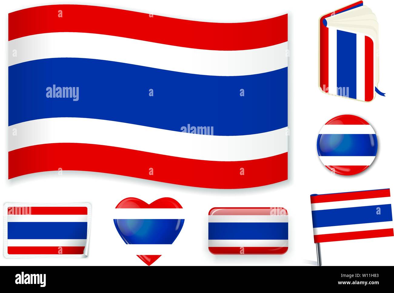 Thai. Thailand national flag. Vector illustration. 3 layers. Shadows ...