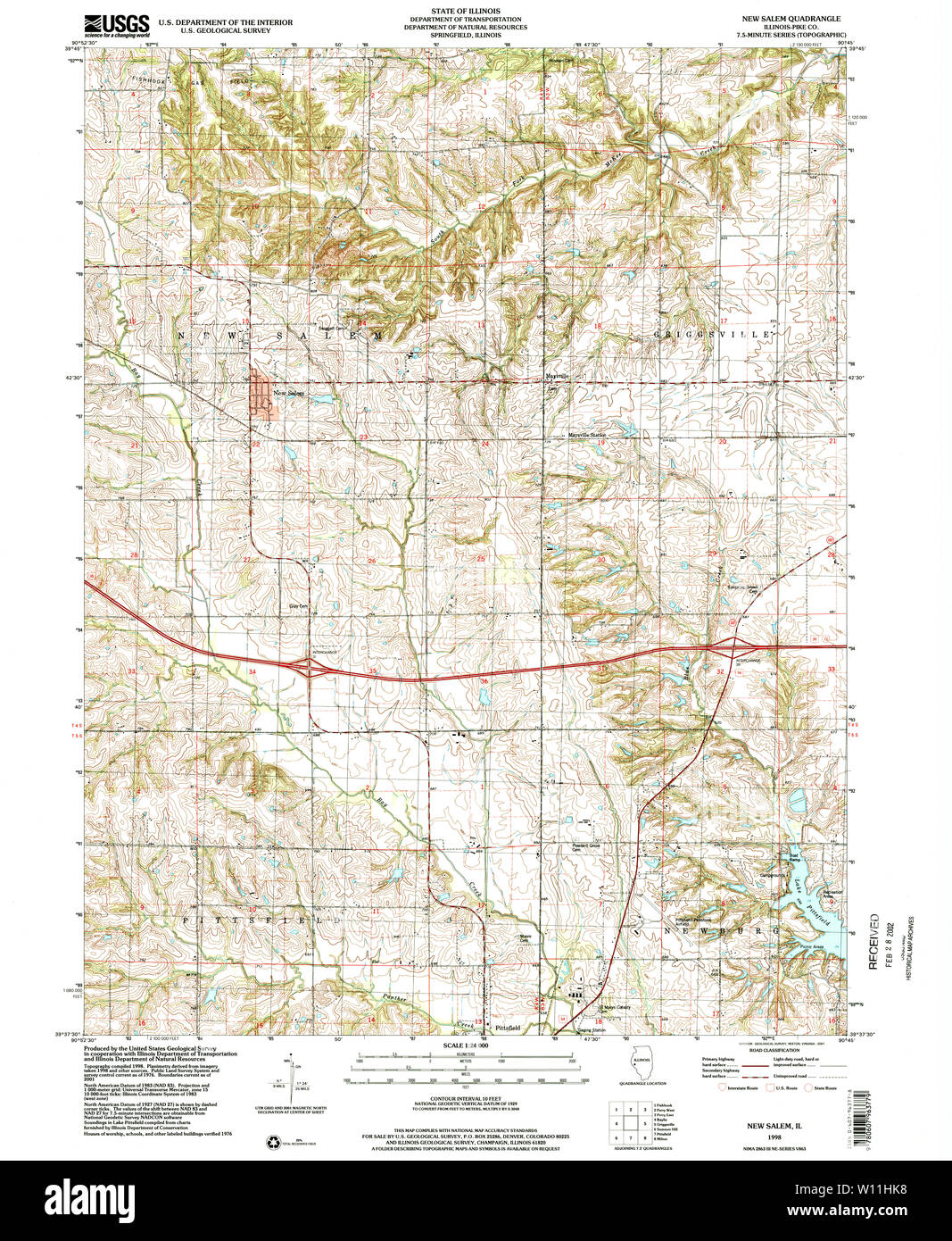 USGS TOPO Map Illinois IL New Salem 308301 1998 24000 Restoration Stock ...