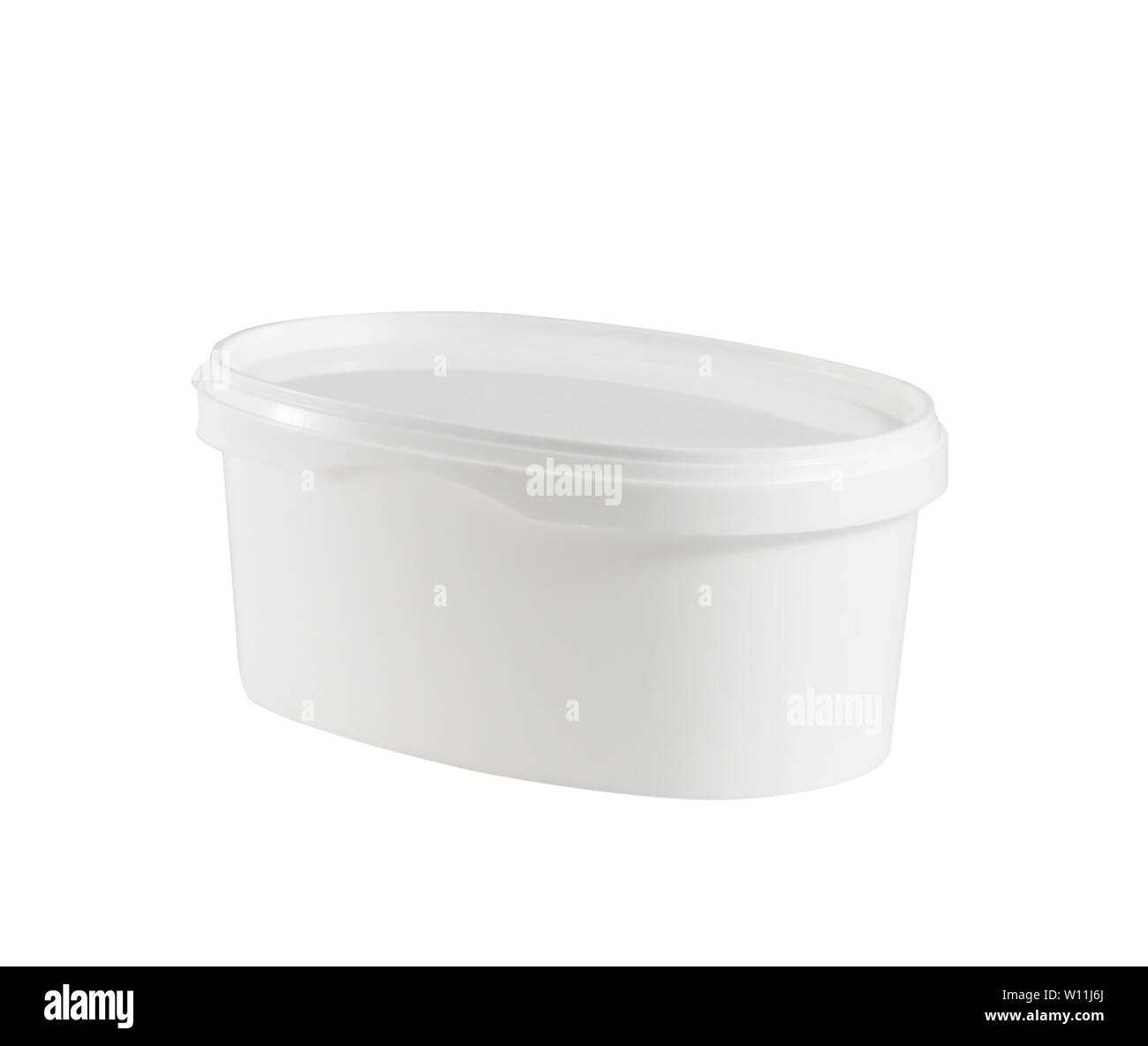 Closed white plastic container for paint or food (with clipping path ...