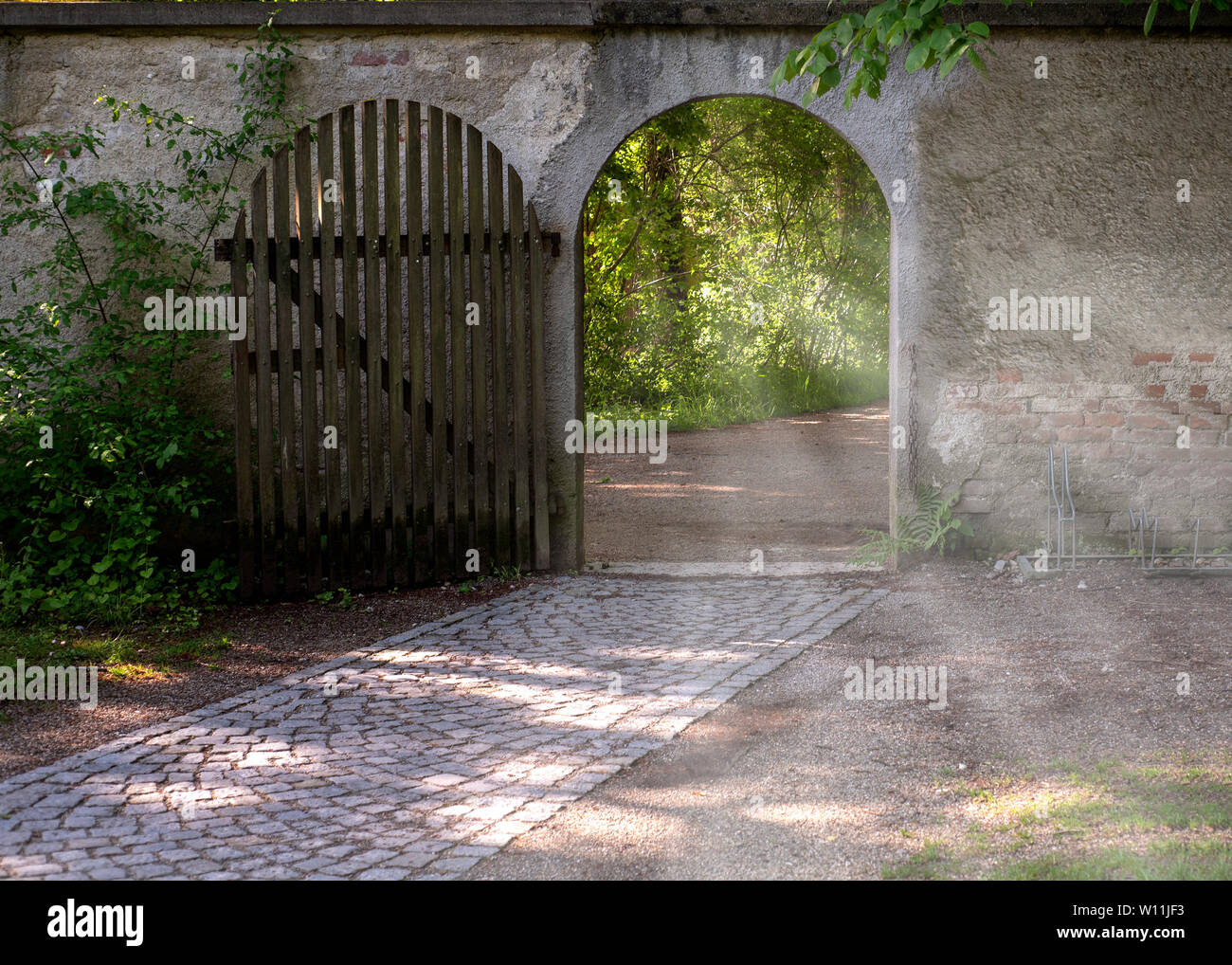 Abstract composition - rays coming out of an open gate signaling a new ...