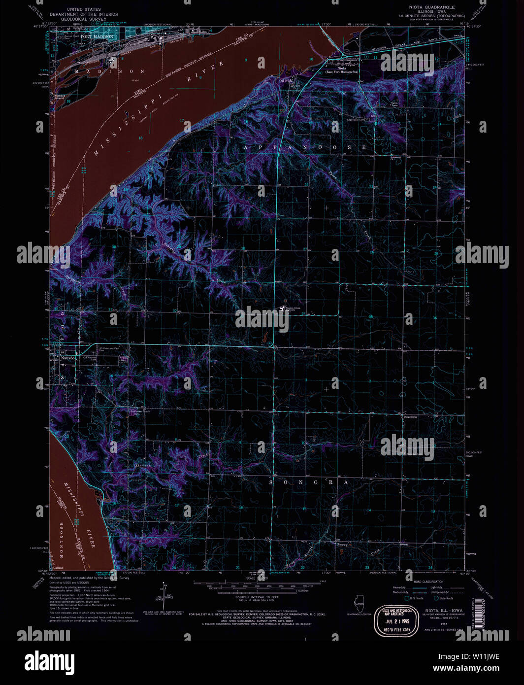USGS TOPO Map Illinois IL Niota 308313 1964 24000 Inverted Restoration ...