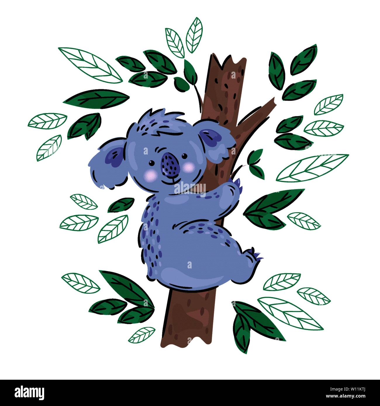 KOALA Australian Animal Cartoon Bear Fairy Tale Nature Illustration for ...