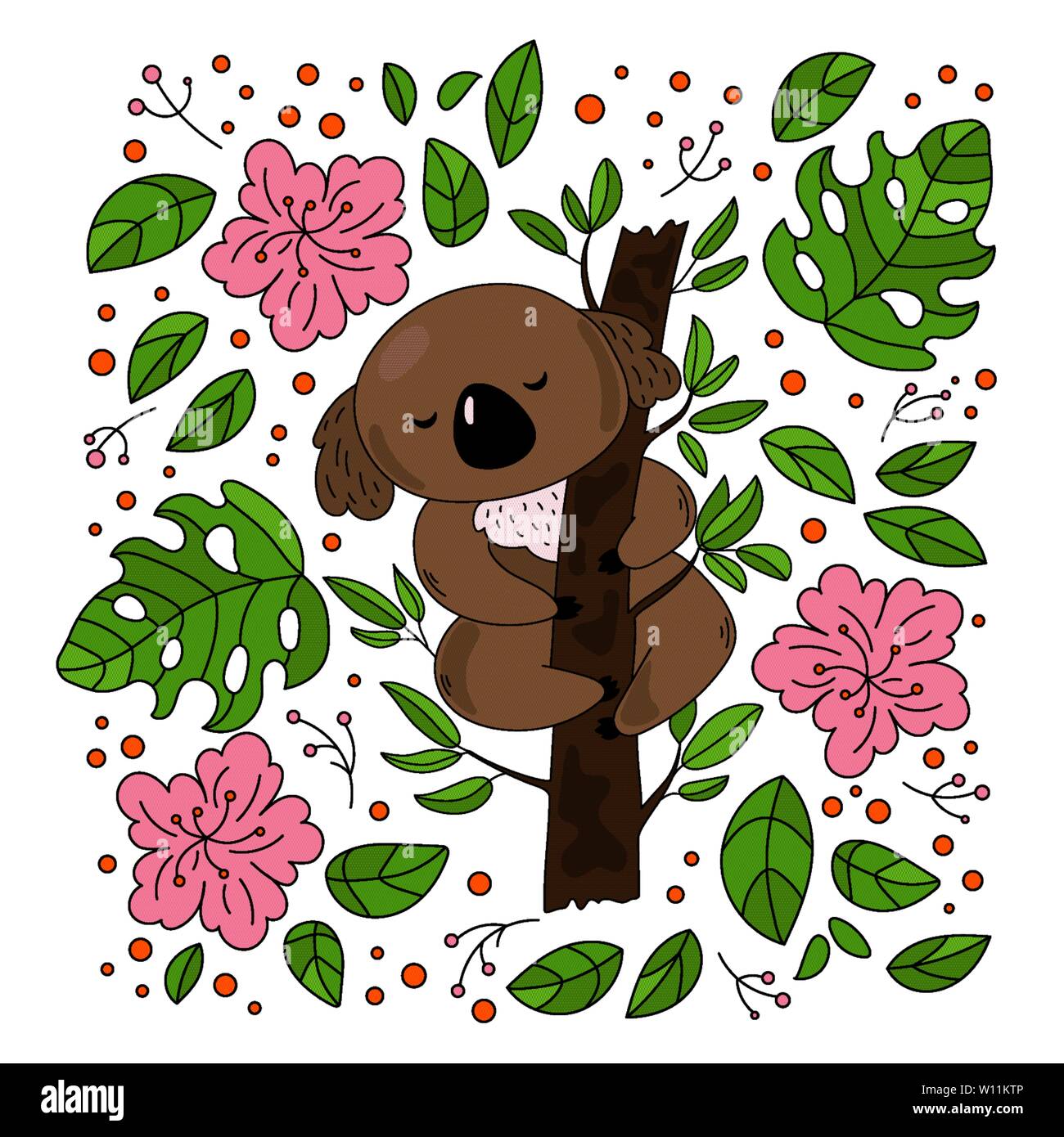 KOALA GARDEN Australian Animal Bear Cartoon Flower Fairy Tale Nature ...