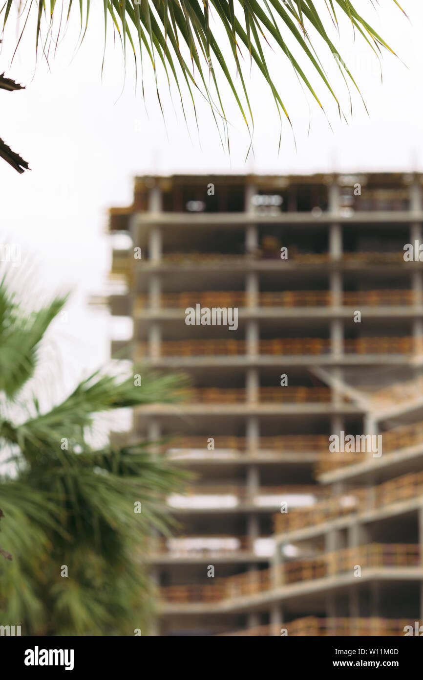 blur background of building construction site against sky. construction ...