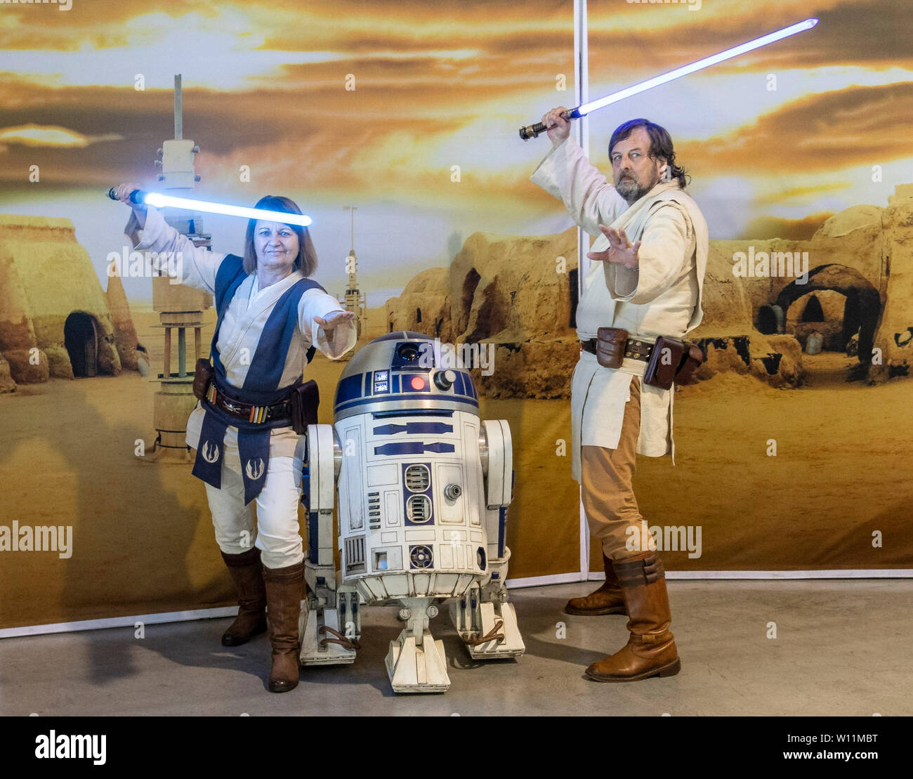 29 June 2019, Baden-Wuerttemberg, Stuttgart: Participants of the comic ...