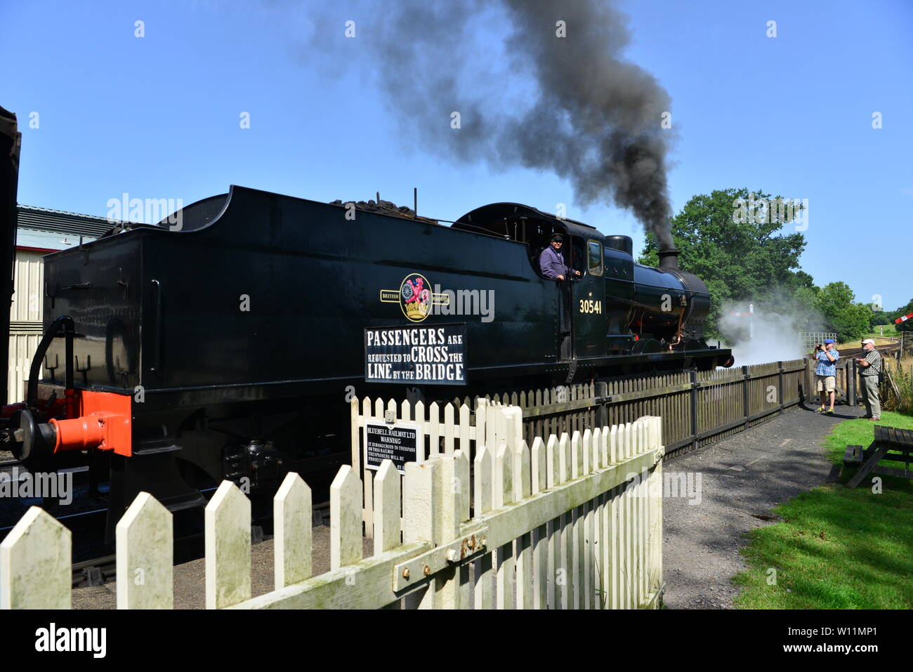 An SR Q class locomotive in steam on the Bluebell Railway Stock Photo ...