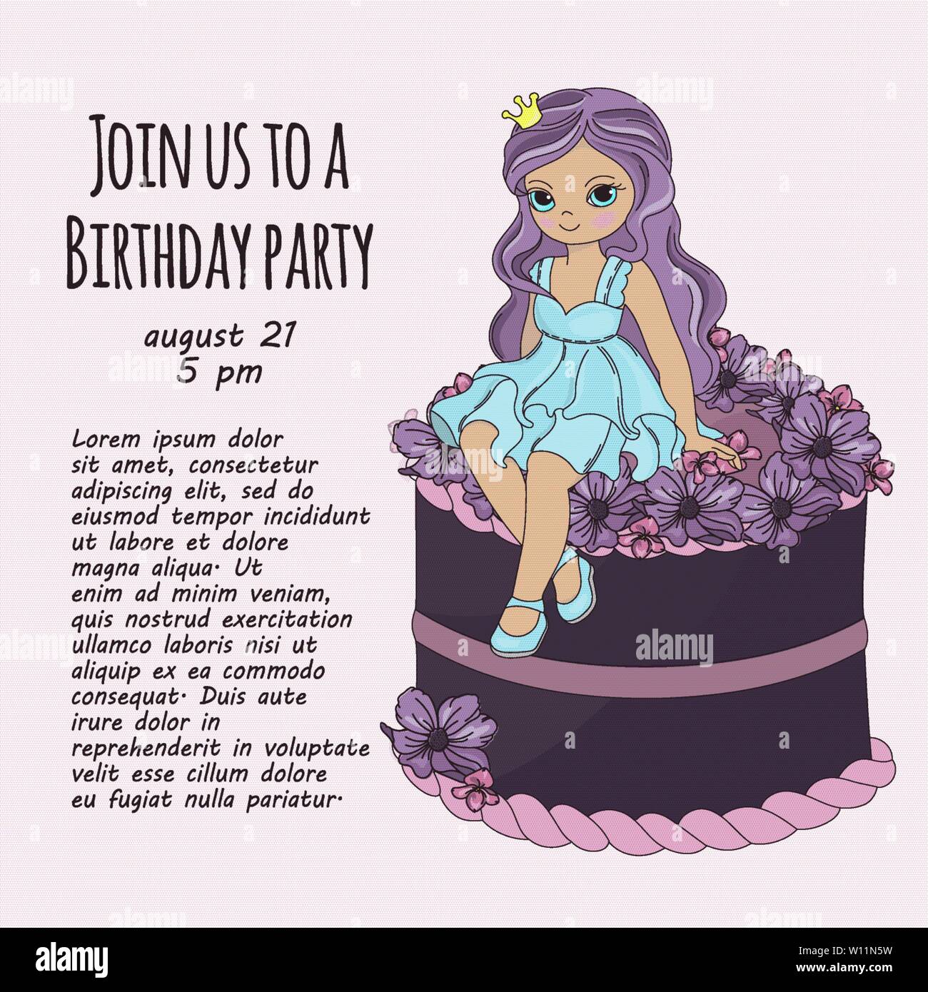 PRINCESS CAKE Floral Decorative Frame Party Birthday Wedding Invitation ...