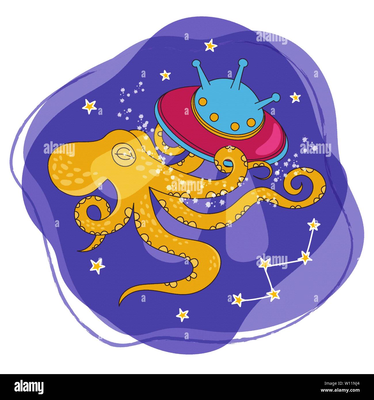 SPACE OCTOPUS Cartoon Cosmos Galactic Journey Traveling Travel Animal ...