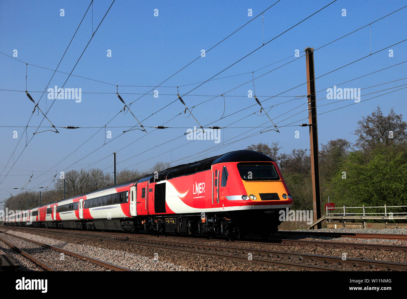 LNER train 43257, London and North Eastern Railway, East Coast Main Line Railway, Peterborough ...