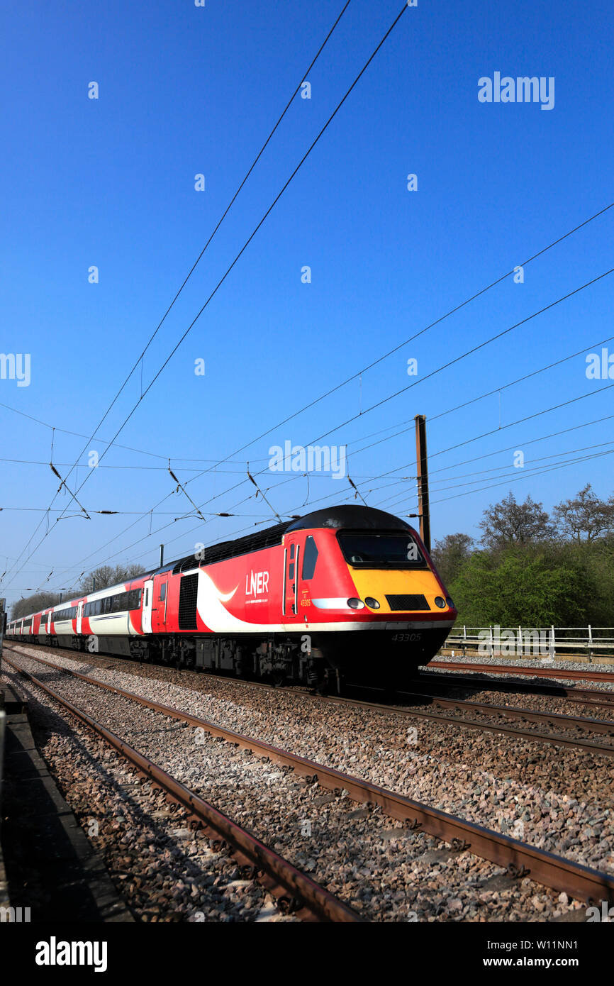 LNER train 43305, London and North Eastern Railway, East Coast Main Line Railway, Peterborough ...
