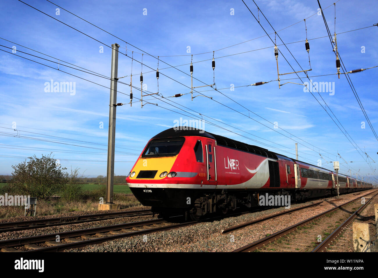LNER train 43310, London and North Eastern Railway, East Coast Main Line Railway, Peterborough ...
