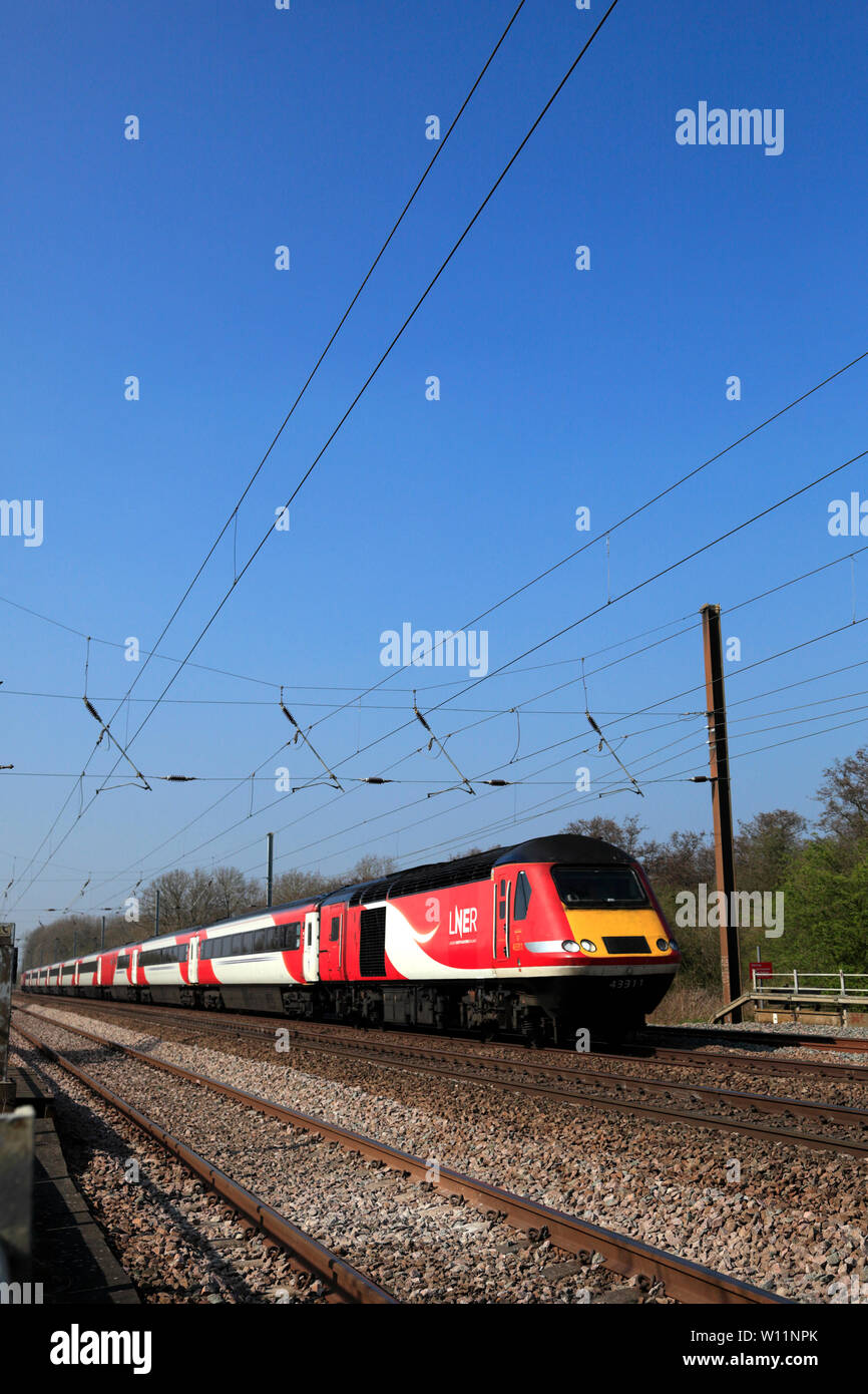 LNER train 43311, London and North Eastern Railway, East Coast Main Line Railway, Peterborough ...