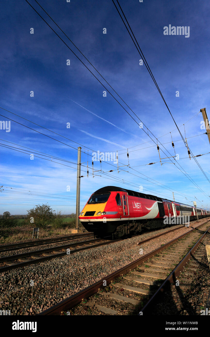 LNER train 43315, London and North Eastern Railway, East Coast Main Line Railway, Peterborough ...