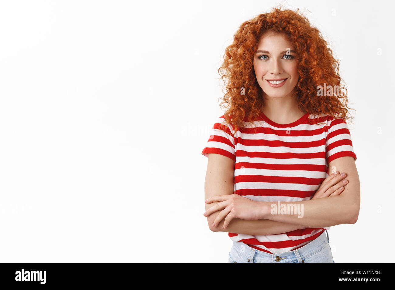 Self Assured Attractive Young Redhead Curly Enthusiastic Girl Starting