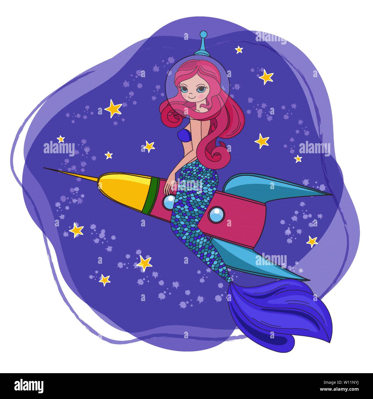 TRAVELING MERMAID Space Cartoon Cosmos Galactic Universe Princess ...