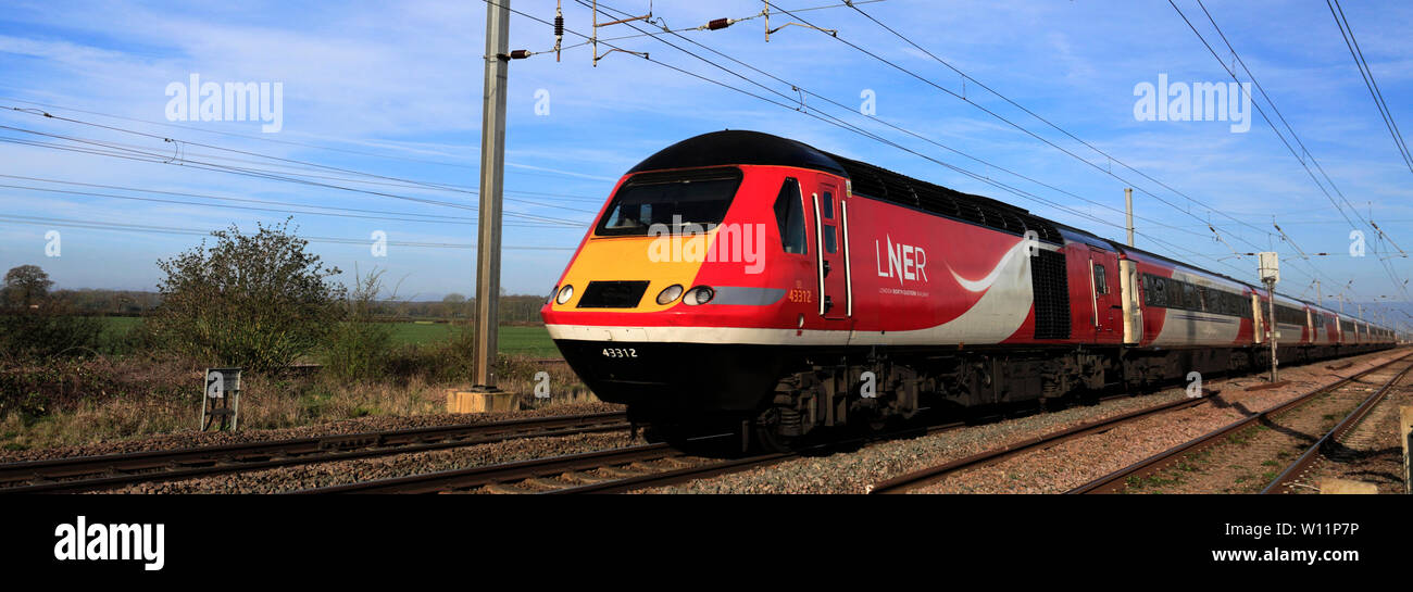 LNER train 43312, London and North Eastern Railway, East Coast Main Line Railway, Peterborough ...