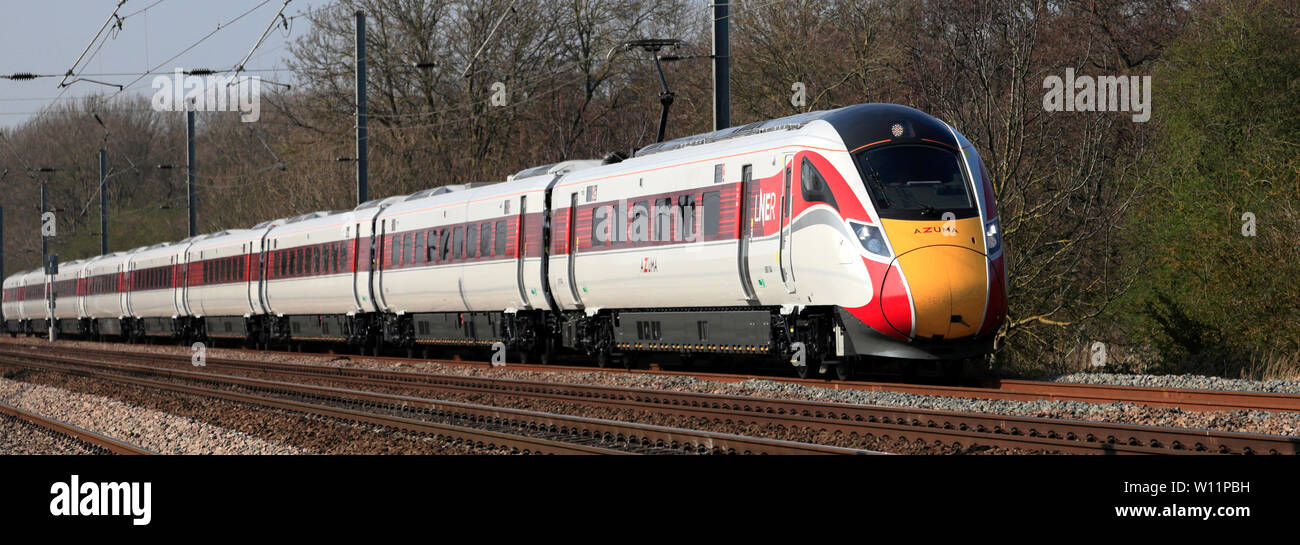 LNER Azuma train, Class 800, East Coast Main Line Railway, Peterborough ...