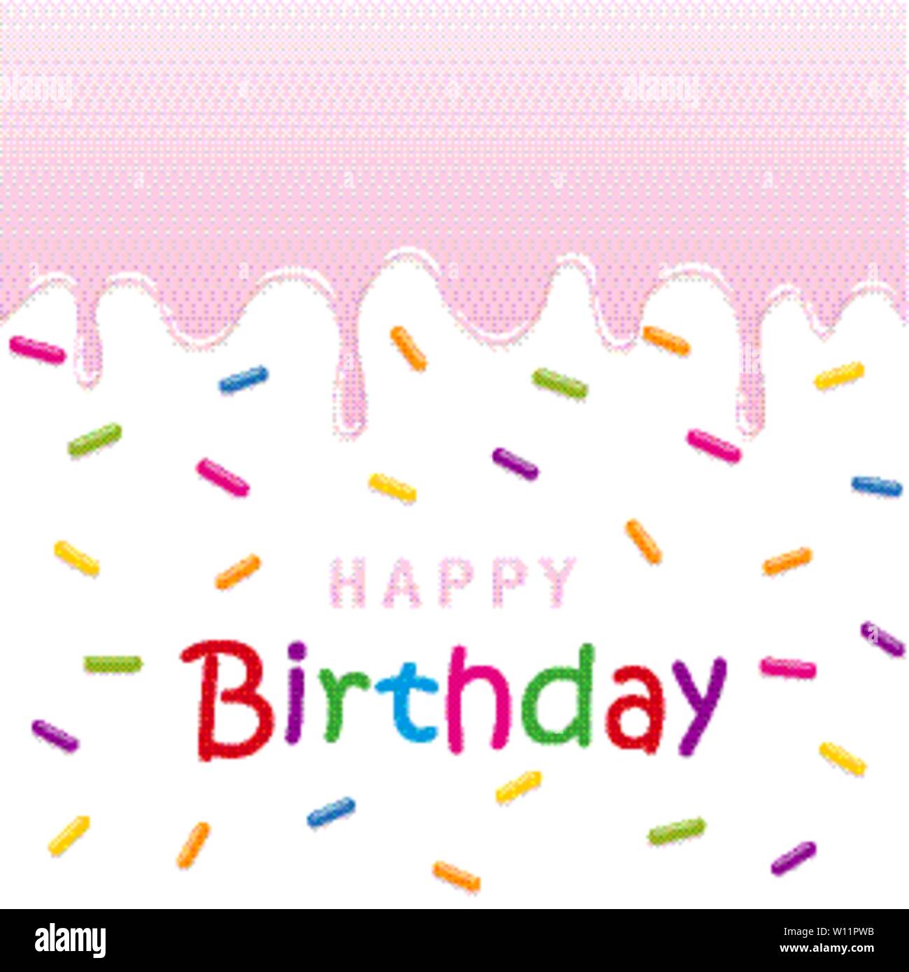 happy birthday greeting card with melting icing and colorful sprinkles ...