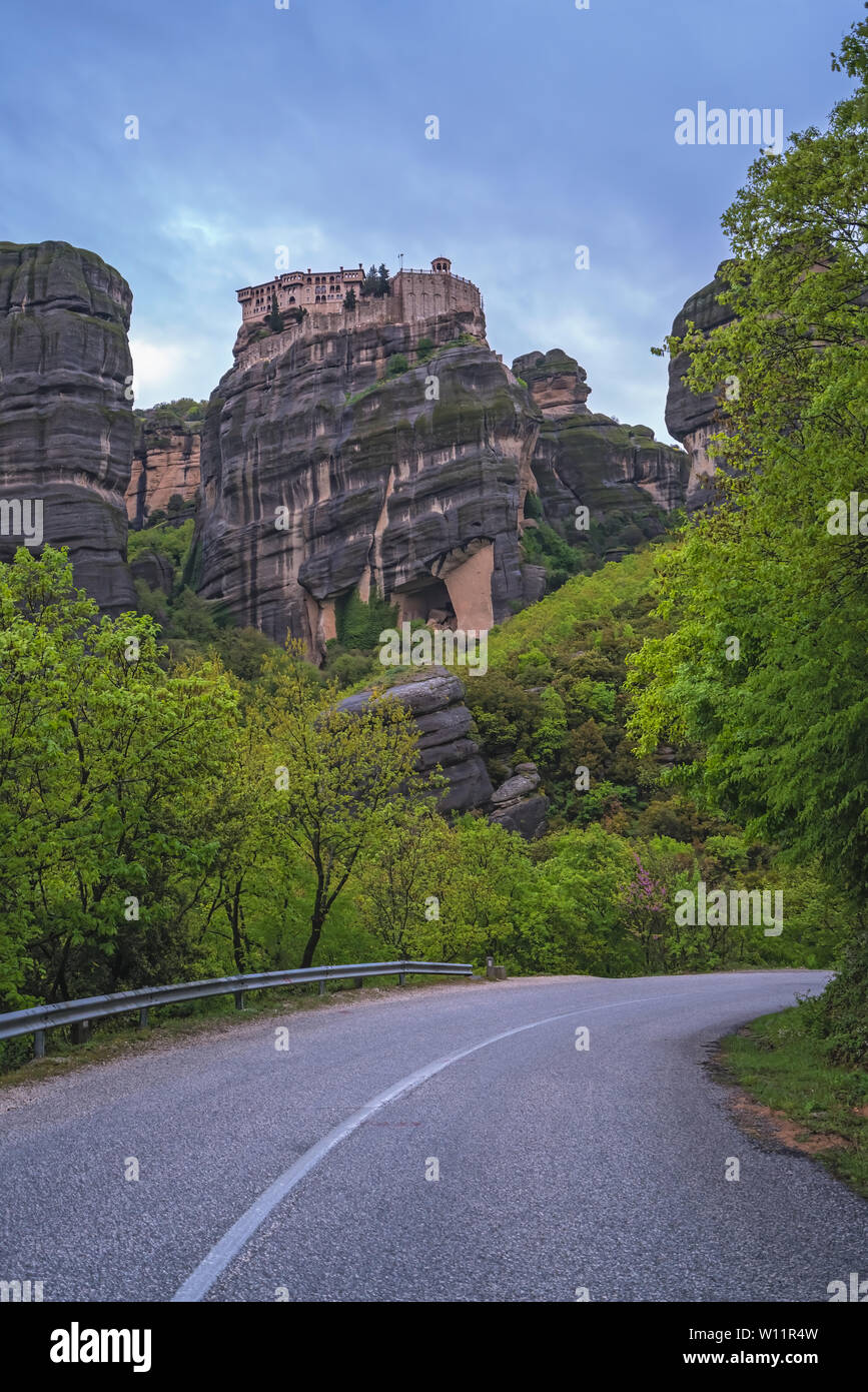 Twisting and turning uphill mountain road leading to the stunningly ...