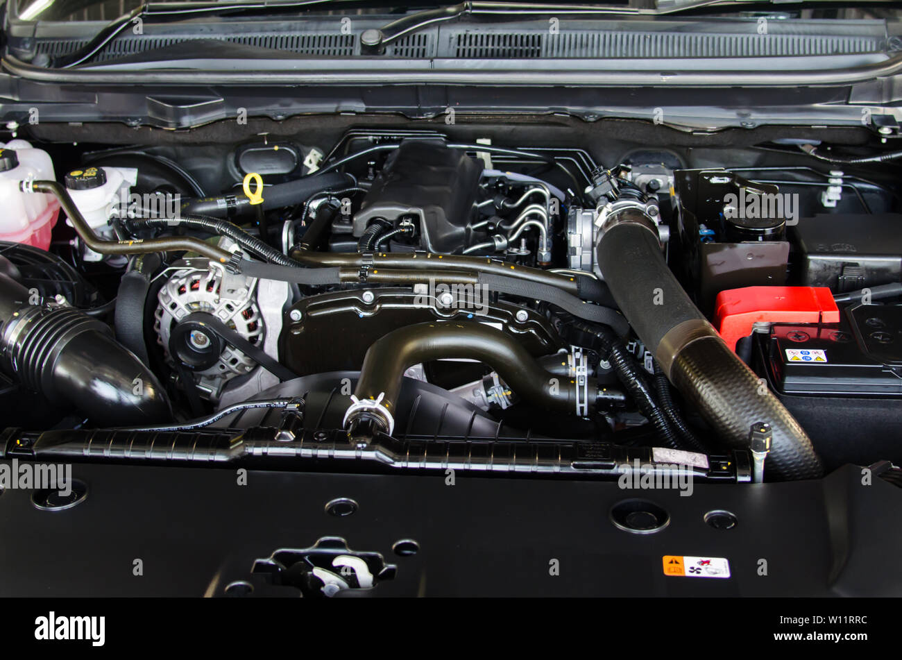 Details of the new engine in the car Stock Photo - Alamy
