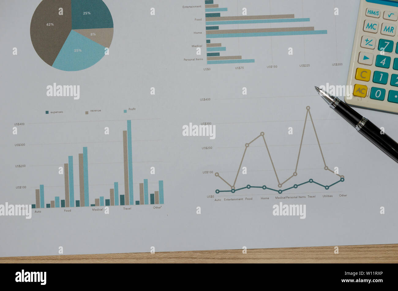 Business document Financial chart and graph Stock Photo - Alamy