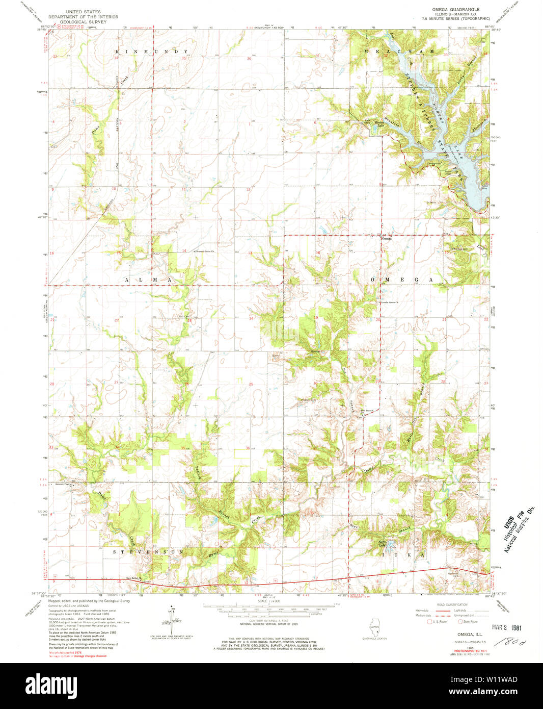 USGS TOPO Map Illinois IL Omega 308373 1965 24000 Restoration Stock ...