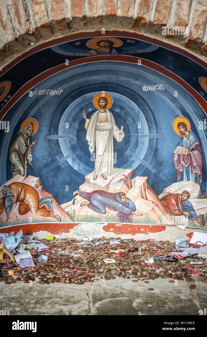 Old religious painting depicting Jesus Christ and his disciples on the ...