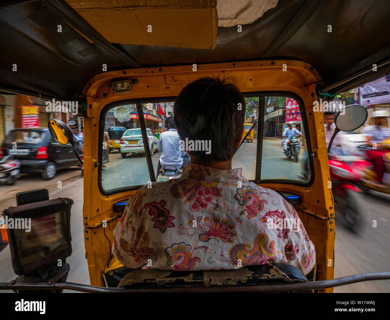 View from the inside of an auto-rickshaw in India Stock Photo - Alamy