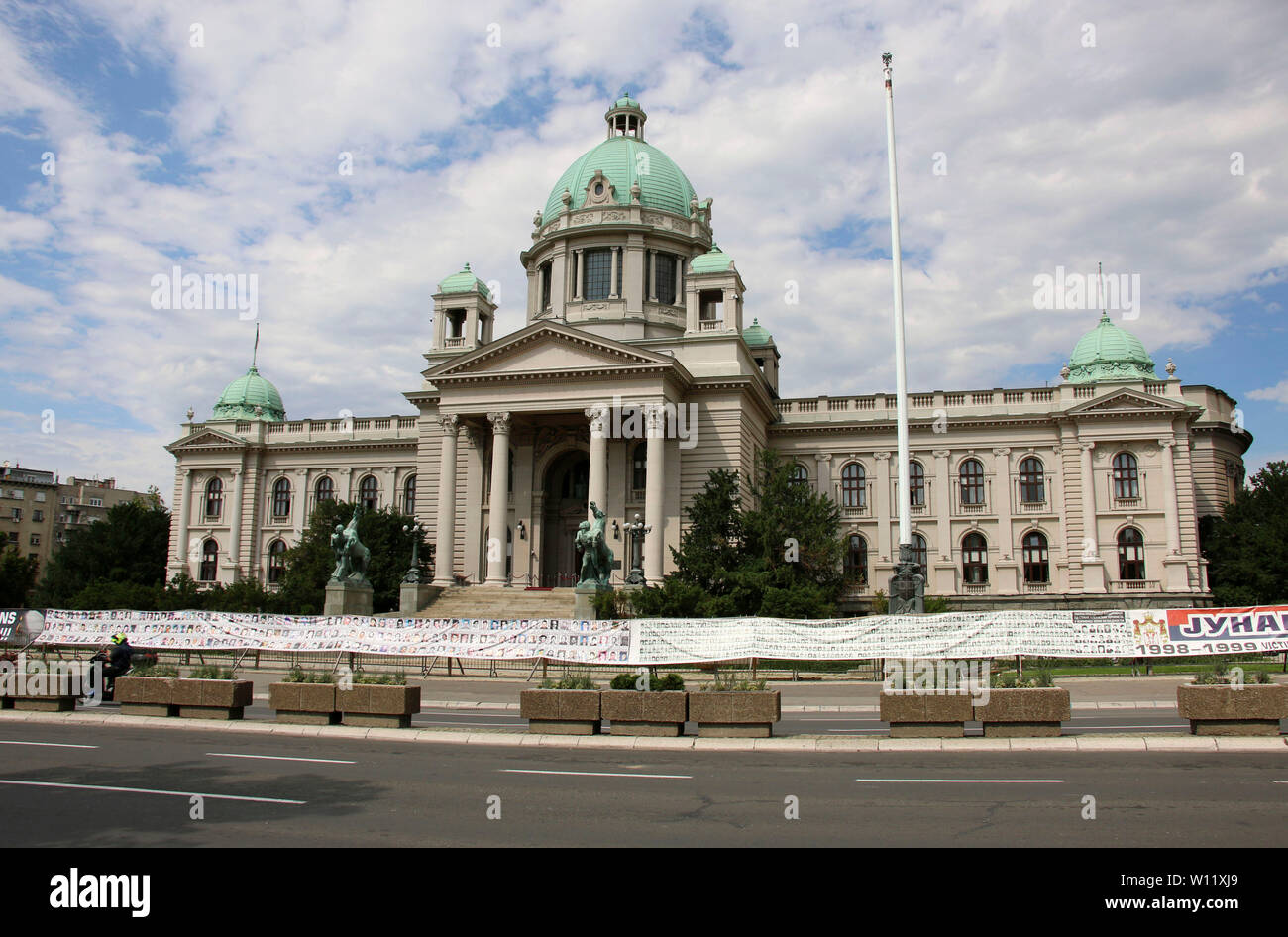 BELGRADE, SERBIA- JUNE 06, 2019: View of the national assembly building ...