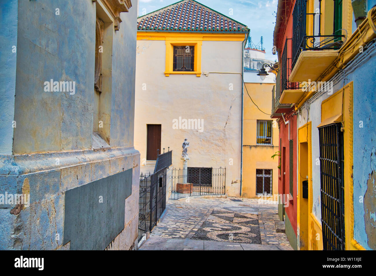 Malaga scenic old streets of historic city center Stock Photo - Alamy
