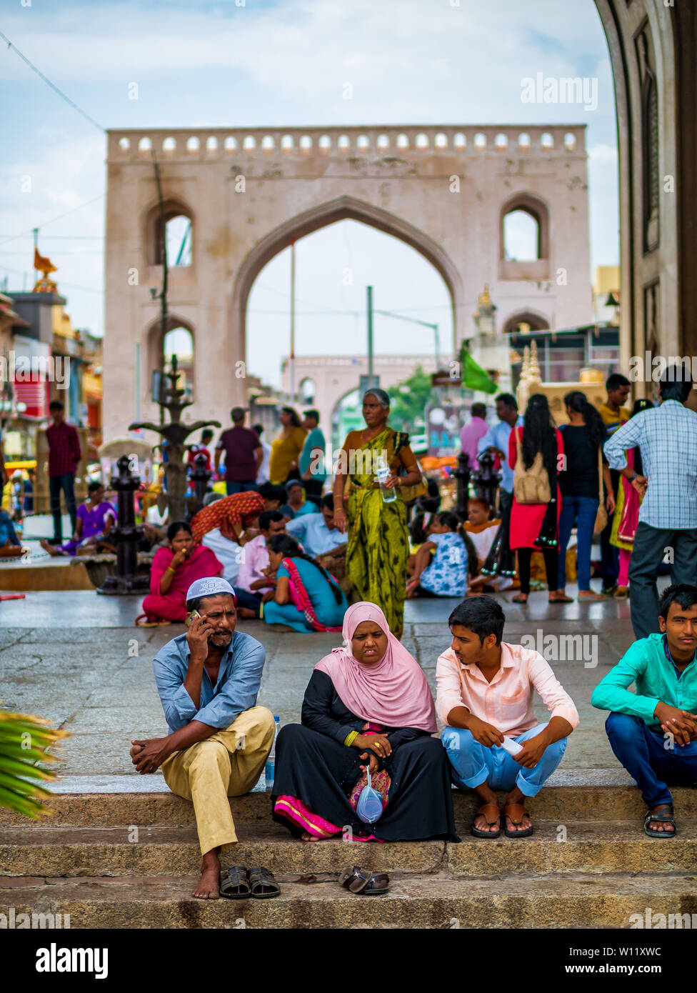 Hyderabad, India - June 17, 2019 : Unidentifed muslim family talking on ...