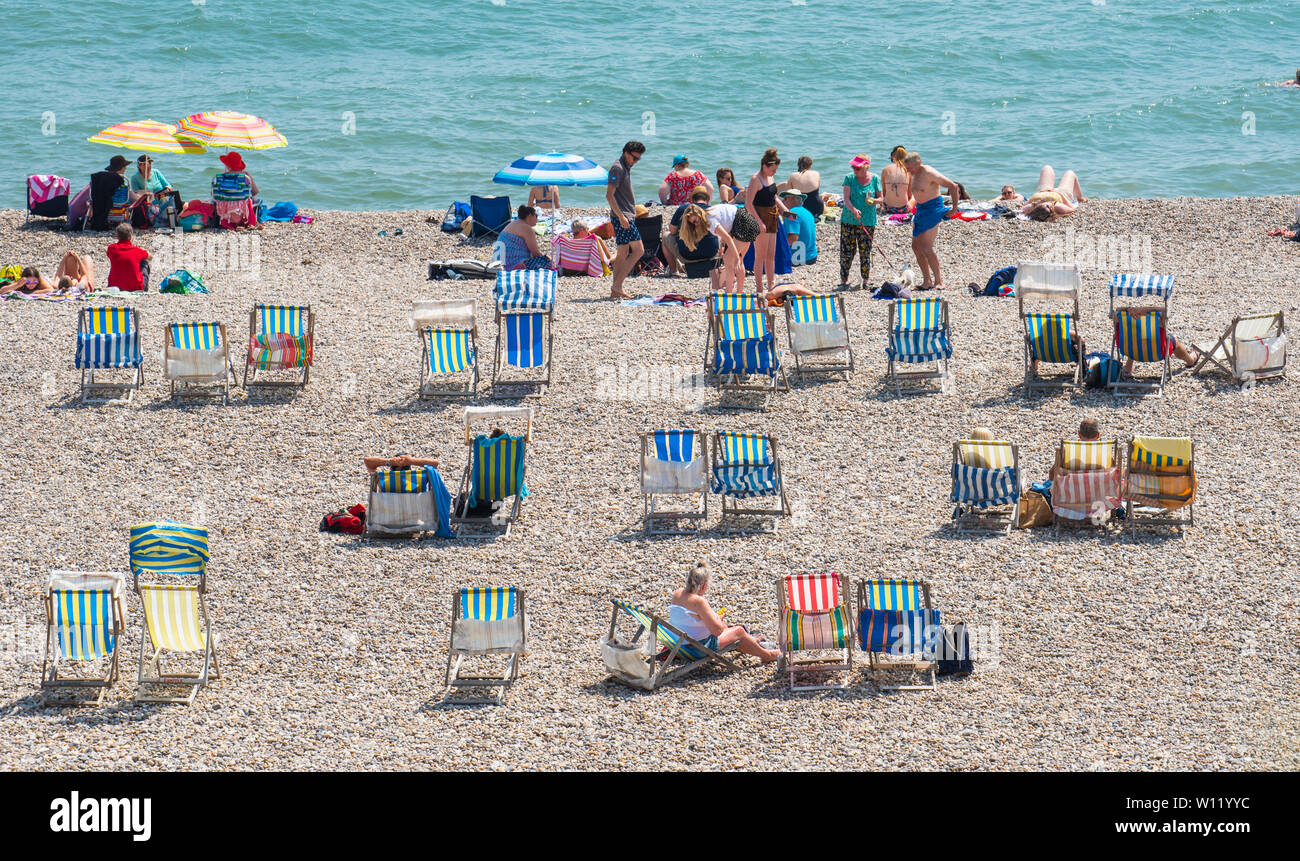 Beer, Seaton, East Devon, UK. 29th June 2019. UK Weather: Visitors and locals swelter on a ...