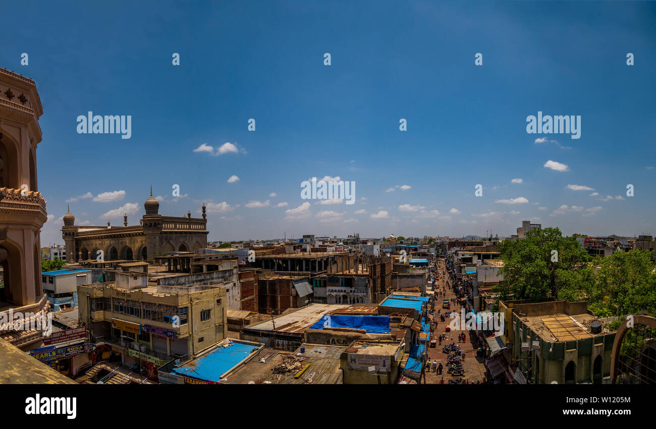 Hyderabad, India - June 17, 2019 : Hyderabad cityscape. Panoramic view ...