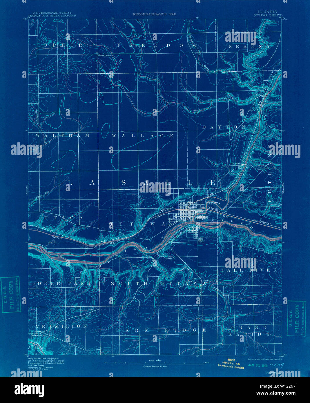 USGS TOPO Map Illinois IL Ottawa 309859 1892 62500 Inverted Restoration ...