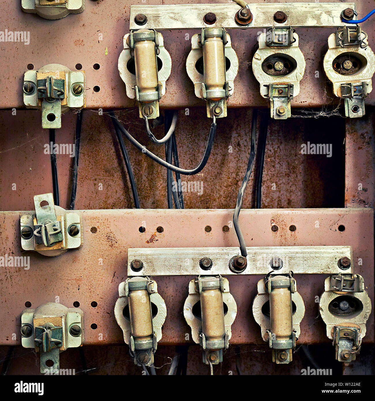 old switchboard with fuses in the background Stock Photo - Alamy