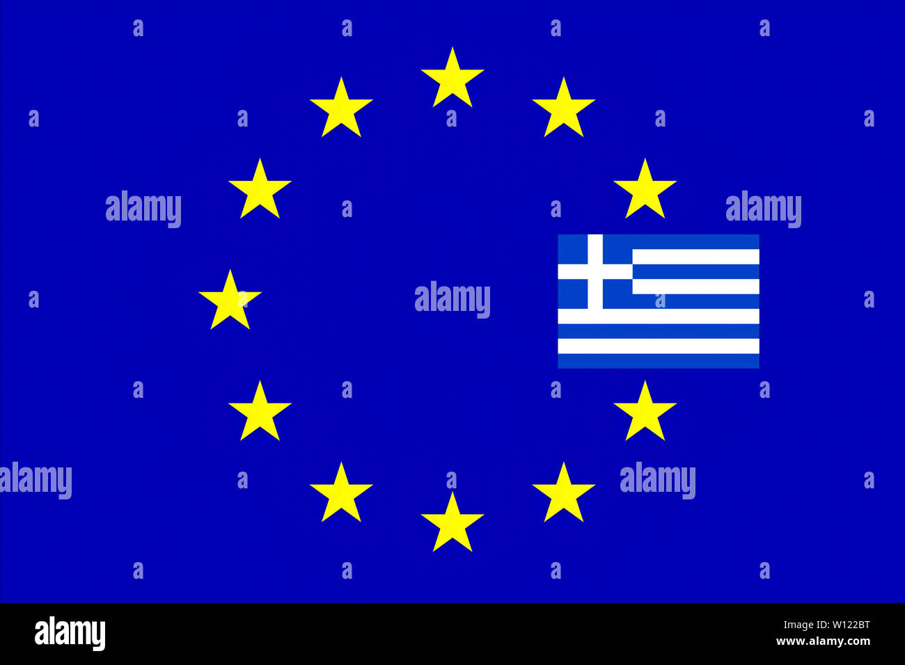 Flags of Greece and European Union, 3d render Stock Photo - Alamy