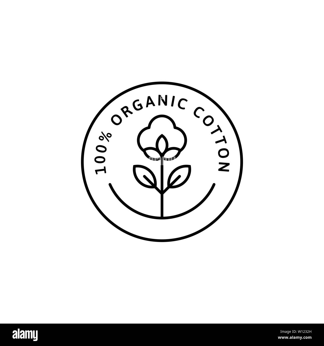 Natural Organic Cotton Liner labels and badges - Vector Round Icon ...