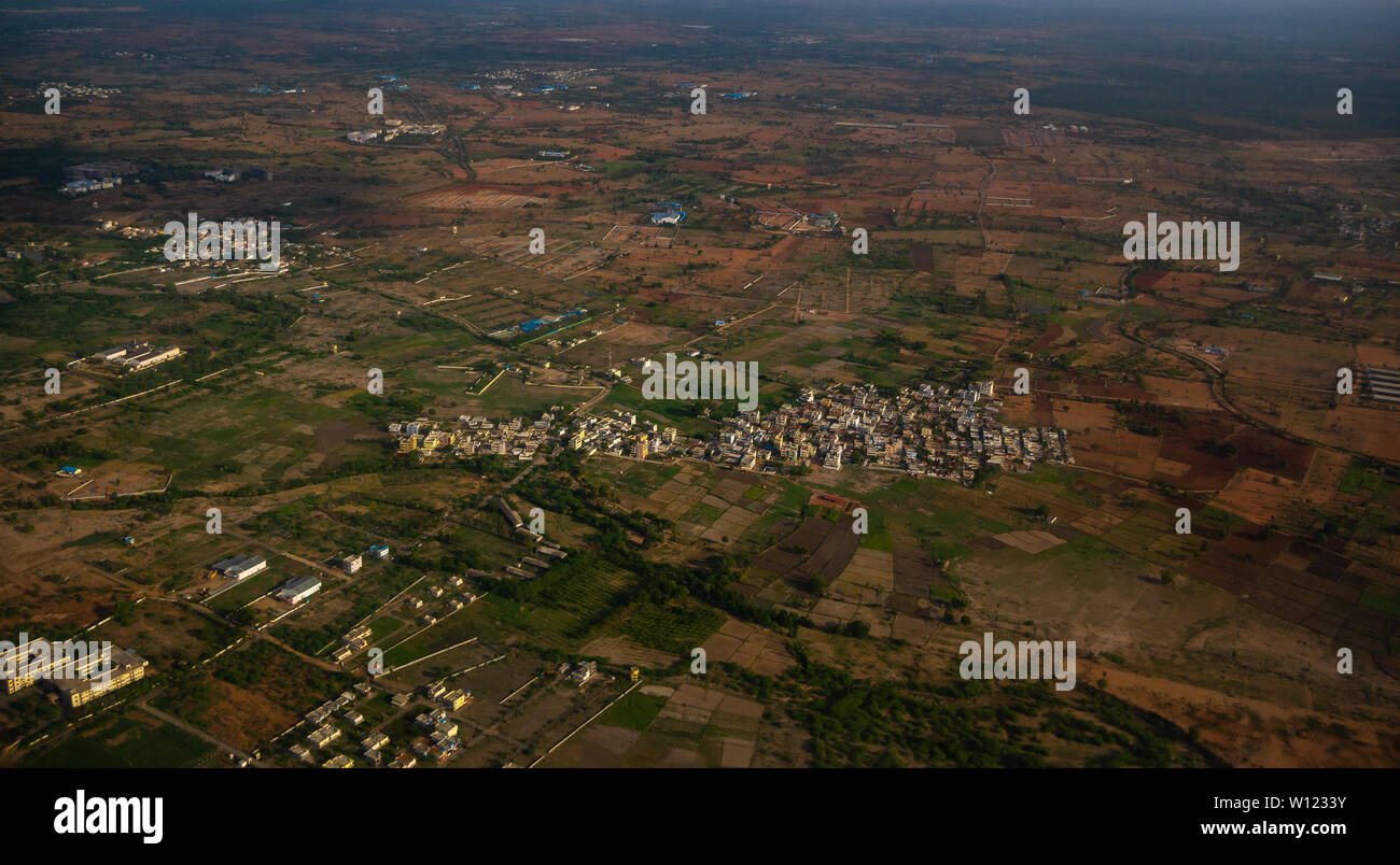 Aerial view of Hyderabad city from airplane Stock Photo - Alamy