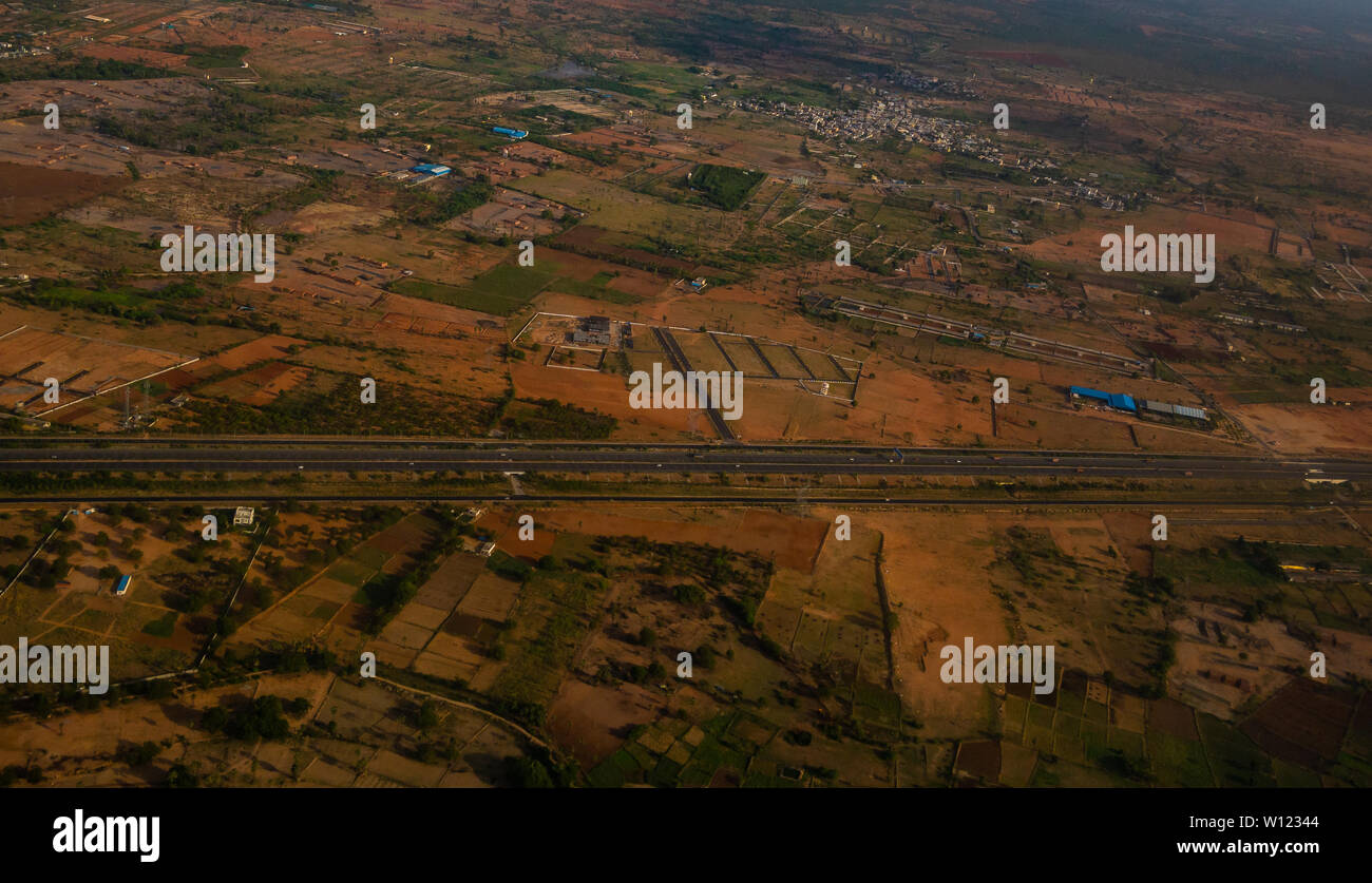 Aerial view of Hyderabad city from airplane Stock Photo - Alamy