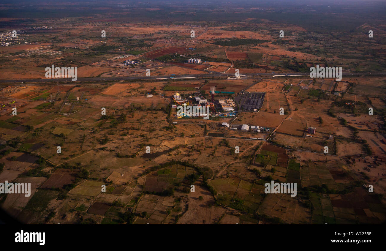 Aerial view of Hyderabad city from airplane Stock Photo - Alamy