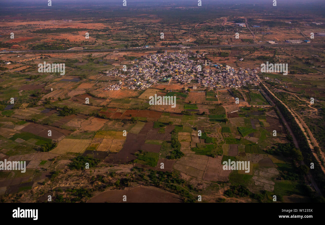 Aerial view of Hyderabad city from airplane Stock Photo - Alamy