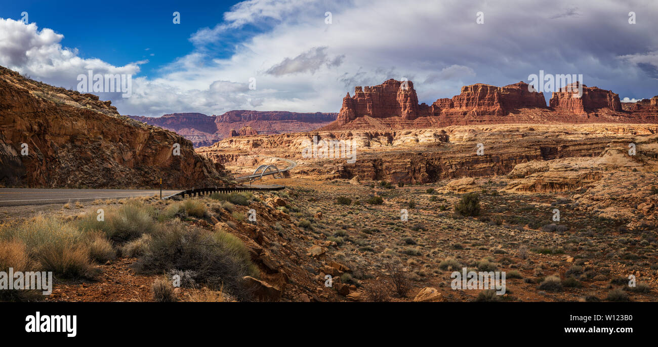 The Hite Crossing Bridge is an arch bridge that carries Utah State ...