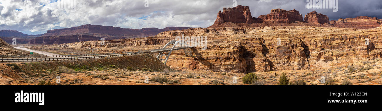 The Hite Crossing Bridge is an arch bridge that carries Utah State ...