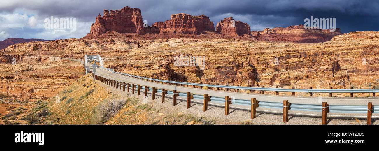 The Hite Crossing Bridge is an arch bridge that carries Utah State ...