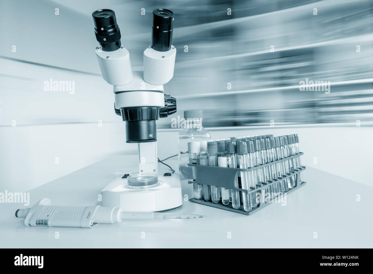 Laboratory microscope with blurred background Stock Photo - Alamy