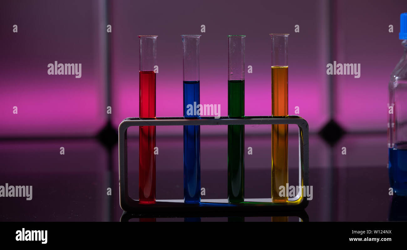 flasks and test tubes in a chemistry laboratory Stock Photo - Alamy