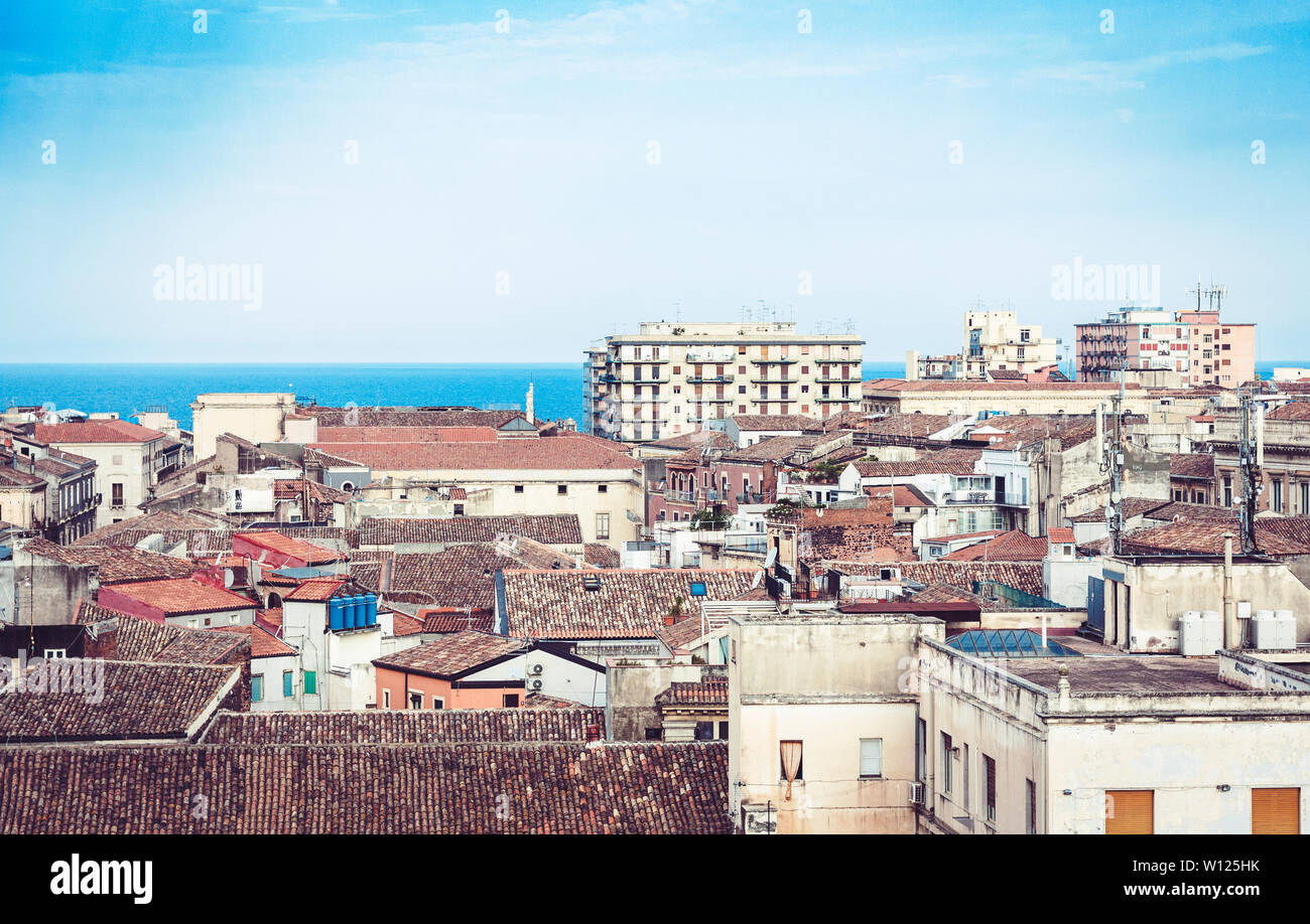 Catania aerial cityscape, traditional architecture of Sicily, Southern ...