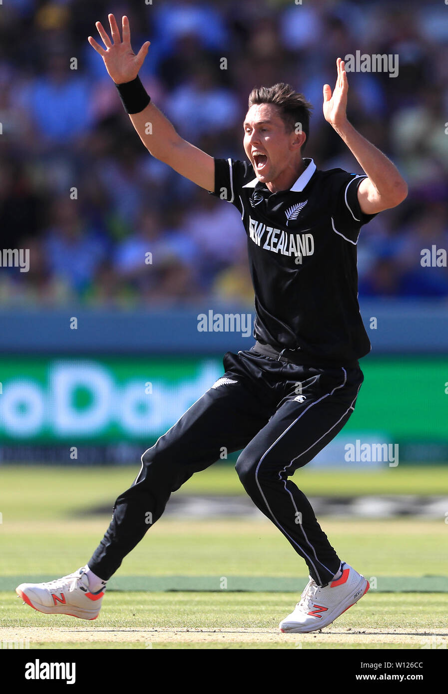 New Zealand's Trent Bolt celebrates during the ICC Cricket World Cup ...